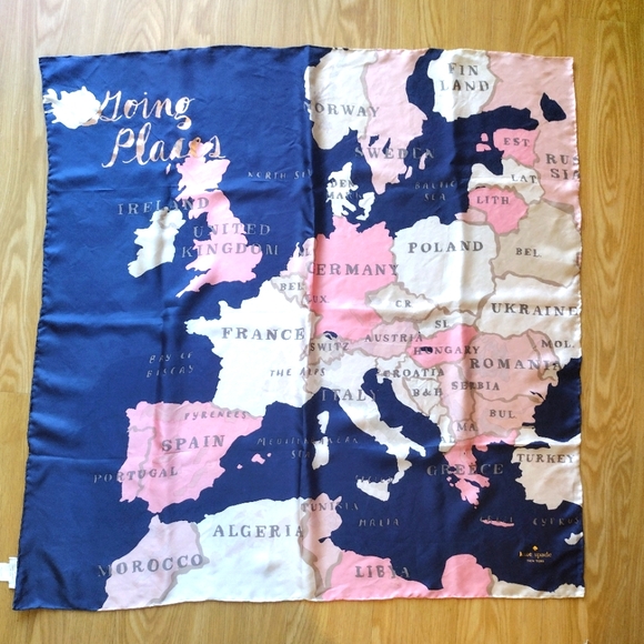kate spade | Accessories | Rare Kate Spade Ny Going Places Silk Square ...
